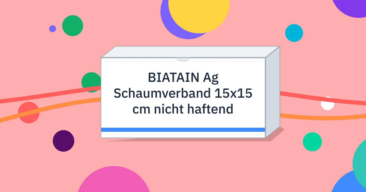 Symbolbild: Packung mit der Aufschrift BIATAIN Ag Schaumverband 15x15 cm nicht haftend (PZN 17274380) – Verfügbarkeit und Bezug in Apotheken in Frankfurt am Main