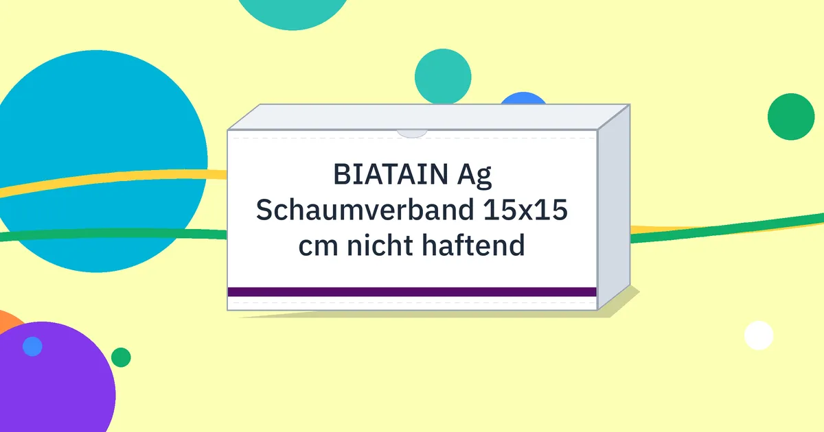 Symbolbild: Packung mit der Aufschrift BIATAIN Ag Schaumverband 15x15 cm nicht haftend (PZN 20687803) – Verfügbarkeit und Bezug in Apotheken in Frankfurt am Main
