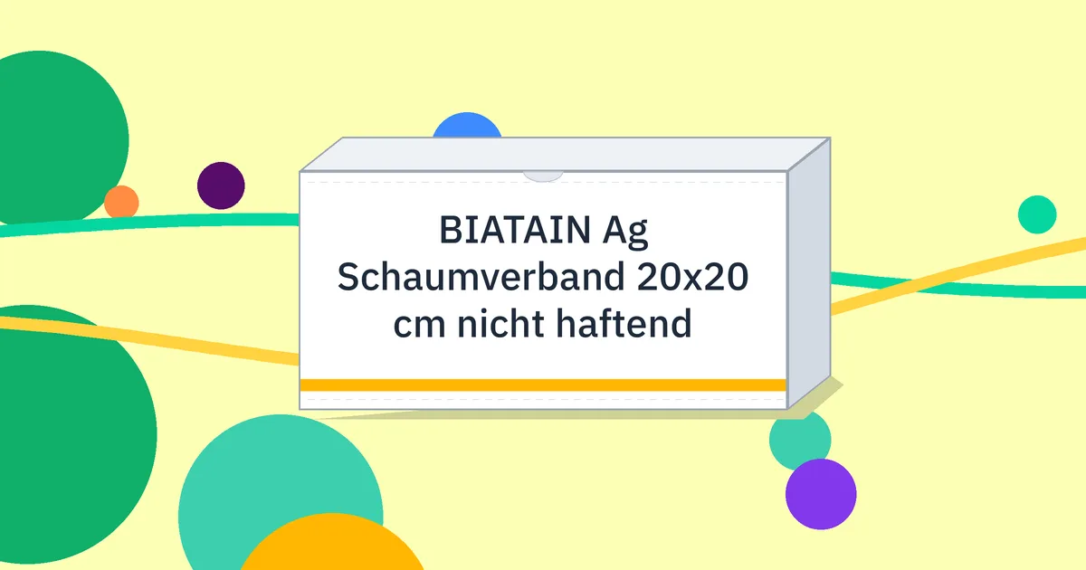 Symbolbild: Packung mit der Aufschrift BIATAIN Ag Schaumverband 20x20 cm nicht haftend (PZN 19348390) – Verfügbarkeit und Bezug in Apotheken in Frankfurt am Main