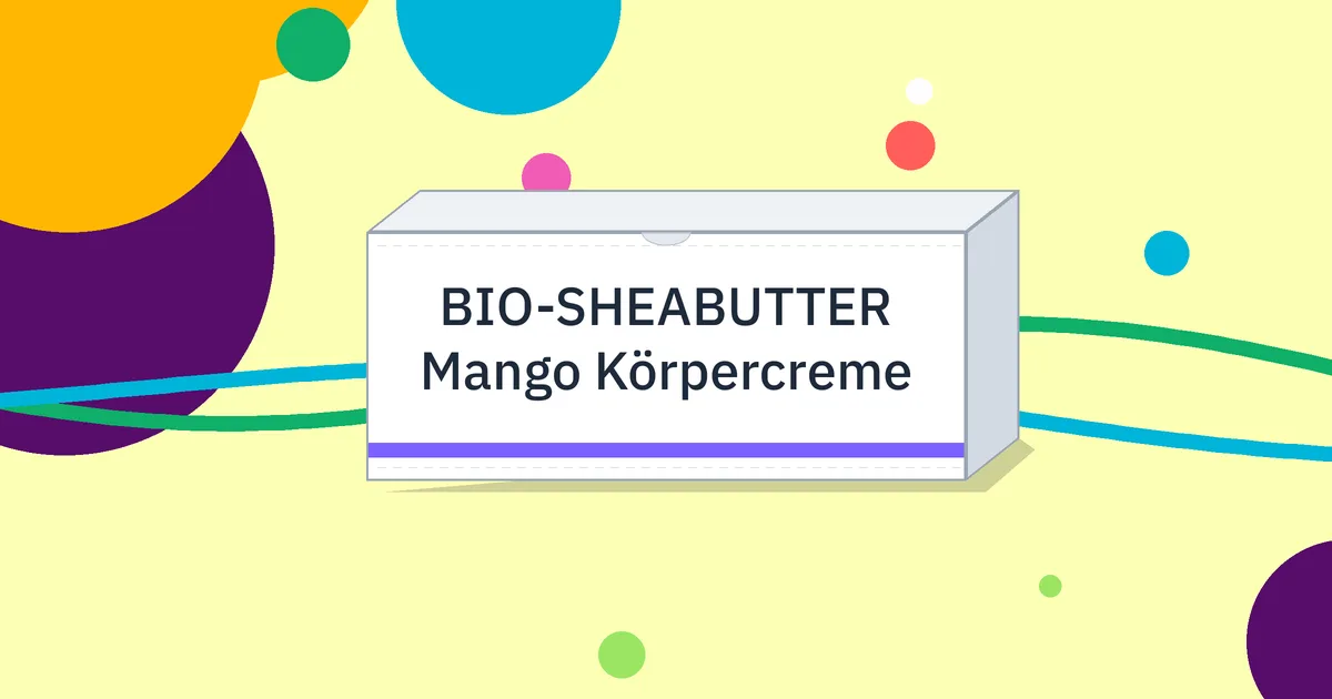 Symbolbild: Packung mit der Aufschrift BIO-SHEABUTTER Mango Körpercreme (PZN 17415662) – Verfügbarkeit und Bezug in Apotheken in Frankfurt am Main