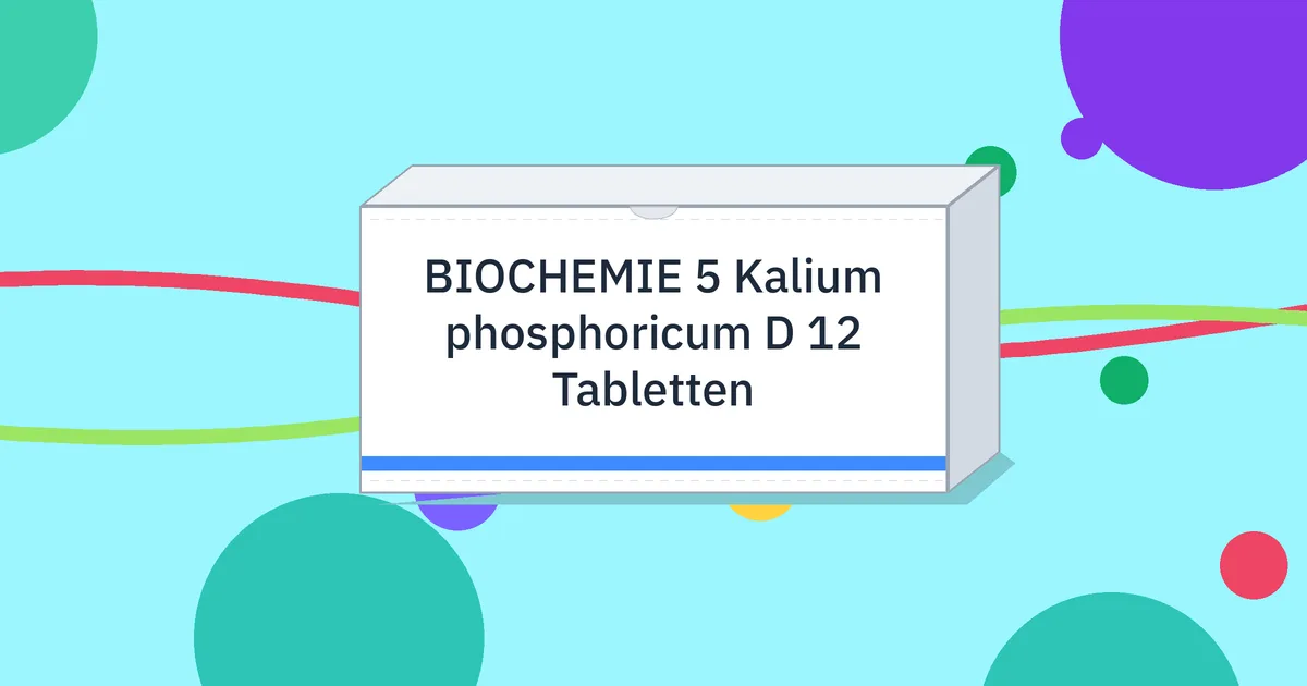 Symbolbild: Packung mit der Aufschrift BIOCHEMIE 5 Kalium phosphoricum D 12 Tabletten (PZN 00835012) – Verfügbarkeit und Bezug in Apotheken in Frankfurt am Main