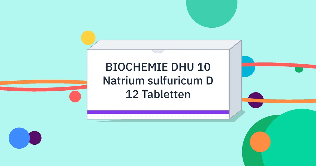 Symbolbild: Packung mit der Aufschrift BIOCHEMIE DHU 10 Natrium sulfuricum D 12 Tabletten (PZN 06584255) – Verfügbarkeit und Bezug in Apotheken in Frankfurt am Main