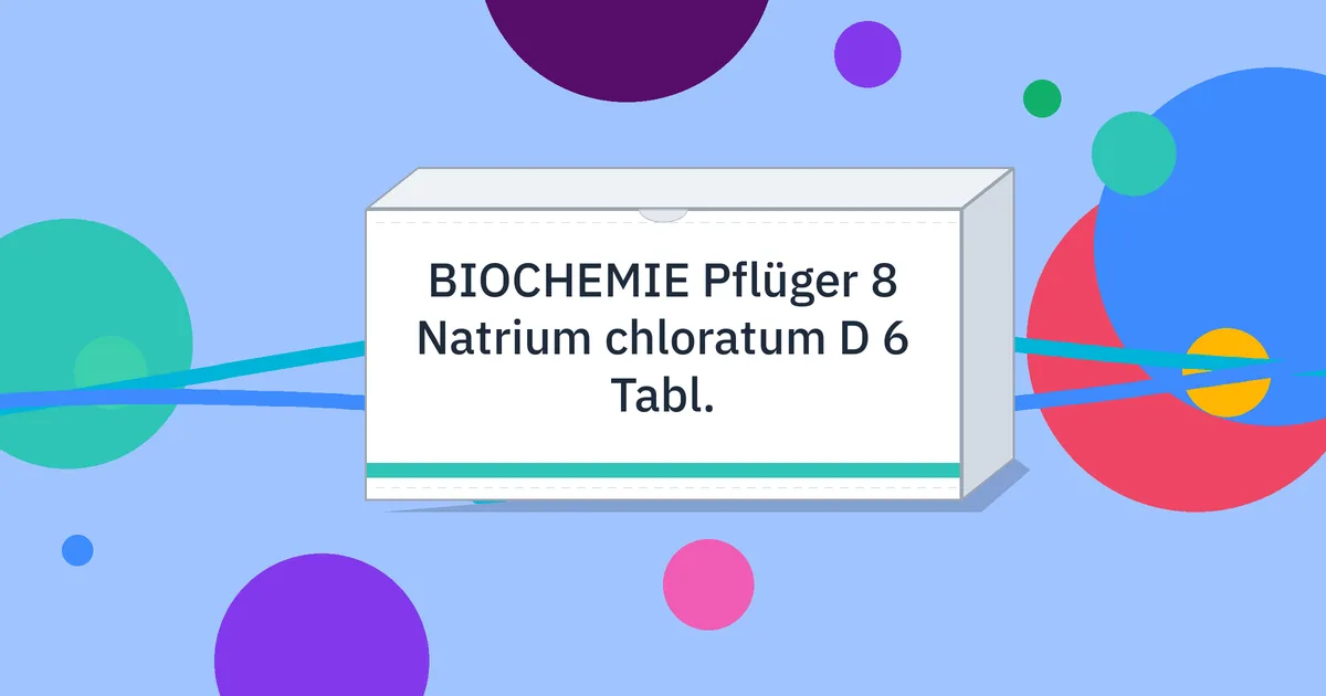 Symbolbild: Packung mit der Aufschrift BIOCHEMIE Pflüger 8 Natrium chloratum D 6 Tabl. (PZN 06319406) – Verfügbarkeit und Bezug in Apotheken in Frankfurt am Main
