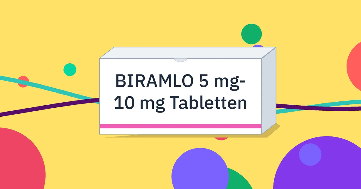 Symbolbild: Packung mit der Aufschrift BIRAMLO 5 mg-10 mg Tabletten (PZN 12449998) – Verfügbarkeit und Bezug in Apotheken in Frankfurt am Main