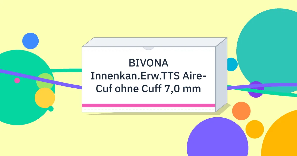 Symbolbild: Packung mit der Aufschrift BIVONA Innenkan.Erw.TTS Aire-Cuf ohne Cuff 7,0 mm (PZN 01301413) – Verfügbarkeit und Bezug in Apotheken in Frankfurt am Main
