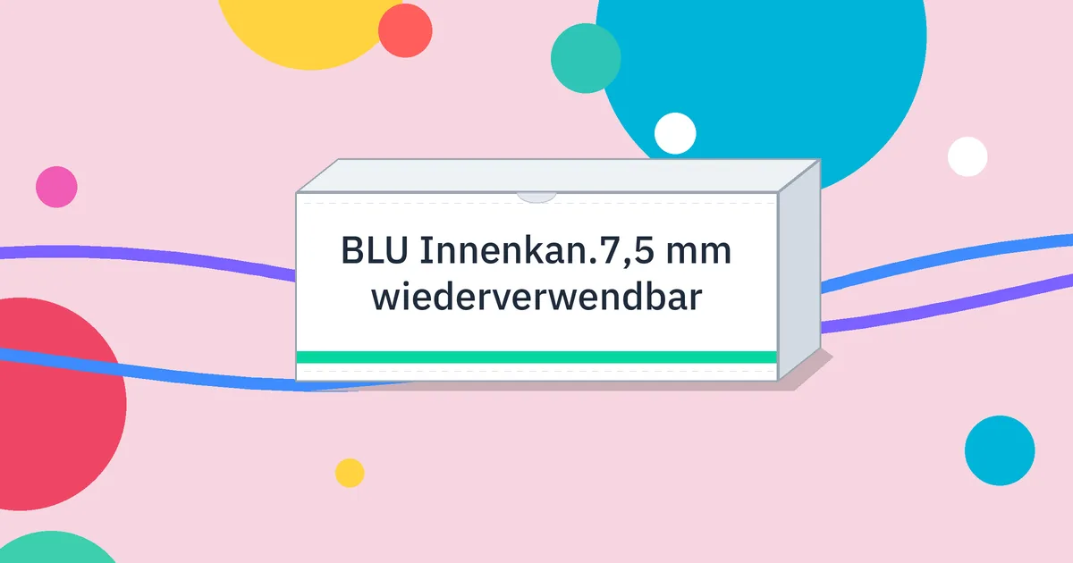 Symbolbild: Packung mit der Aufschrift BLU Innenkan.7,5 mm wiederverwendbar (PZN 02151737) – Verfügbarkeit und Bezug in Apotheken in Frankfurt am Main