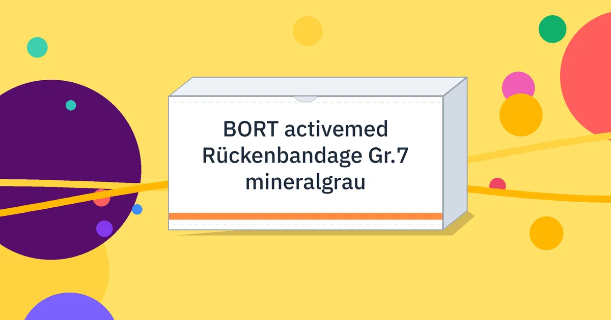 Symbolbild: Packung mit der Aufschrift BORT activemed Rückenbandage Gr.7 mineralgrau (PZN 15256314) – Verfügbarkeit und Bezug in Apotheken in Frankfurt am Main