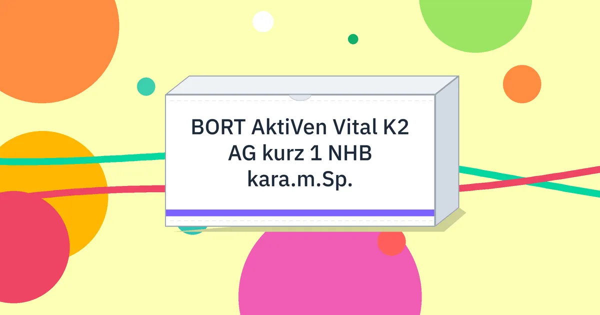 Symbolbild: Packung mit der Aufschrift BORT AktiVen Vital K2 AG kurz 1 NHB kara.m.Sp. (PZN 12384359) – Verfügbarkeit und Bezug in Apotheken in Frankfurt am Main