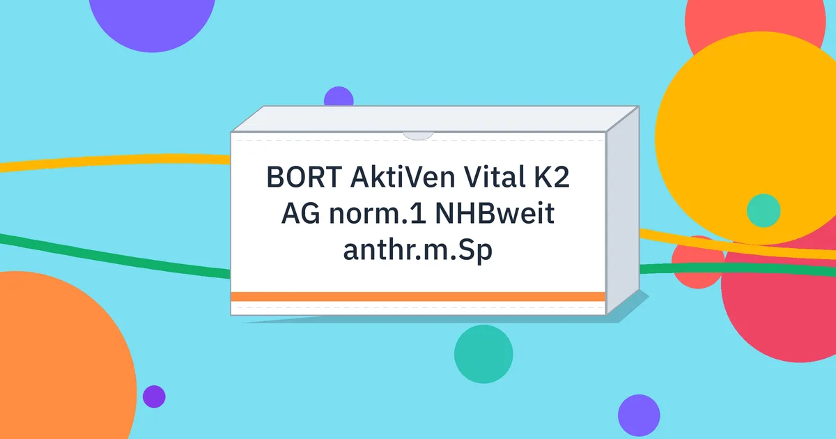 Symbolbild: Packung mit der Aufschrift BORT AktiVen Vital K2 AG norm.1 NHBweit anthr.m.Sp (PZN 13734620) – Verfügbarkeit und Bezug in Apotheken in Frankfurt am Main
