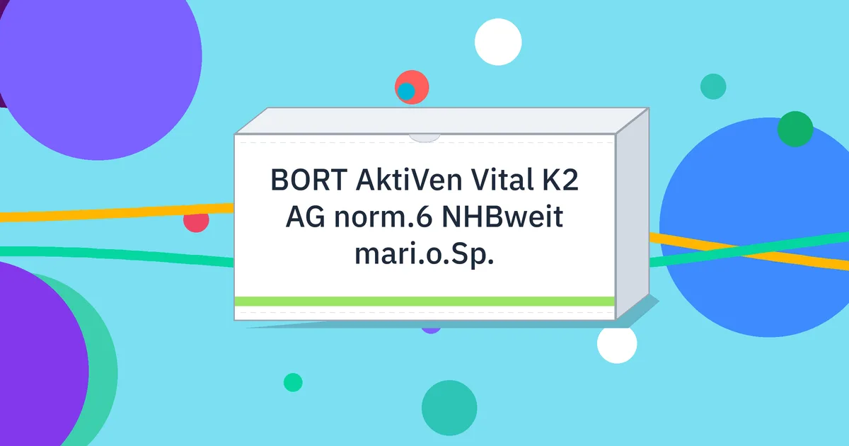 Symbolbild: Packung mit der Aufschrift BORT AktiVen Vital K2 AG norm.6 NHBweit mari.o.Sp. (PZN 13732992) – Verfügbarkeit und Bezug in Apotheken in Frankfurt am Main