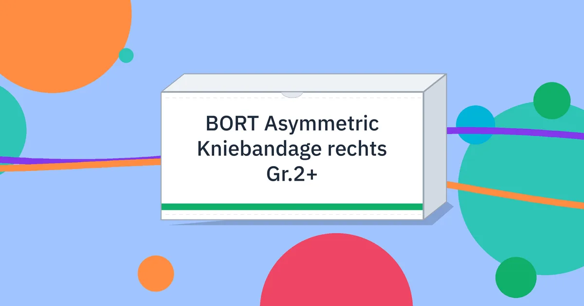 Symbolbild: Packung mit der Aufschrift BORT Asymmetric Kniebandage rechts Gr.2+ (PZN 16843522) – Verfügbarkeit und Bezug in Apotheken in Frankfurt am Main