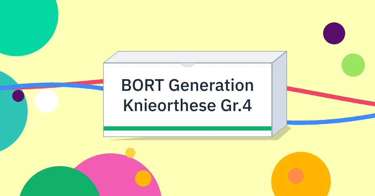 Symbolbild: Packung mit der Aufschrift BORT Generation Knieorthese Gr.4 (PZN 16843812) – Verfügbarkeit und Bezug in Apotheken in Frankfurt am Main