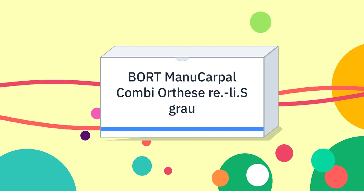 Symbolbild: Packung mit der Aufschrift BORT ManuCarpal Combi Orthese re.-li.S grau (PZN 16317940) – Verfügbarkeit und Bezug in Apotheken in Frankfurt am Main