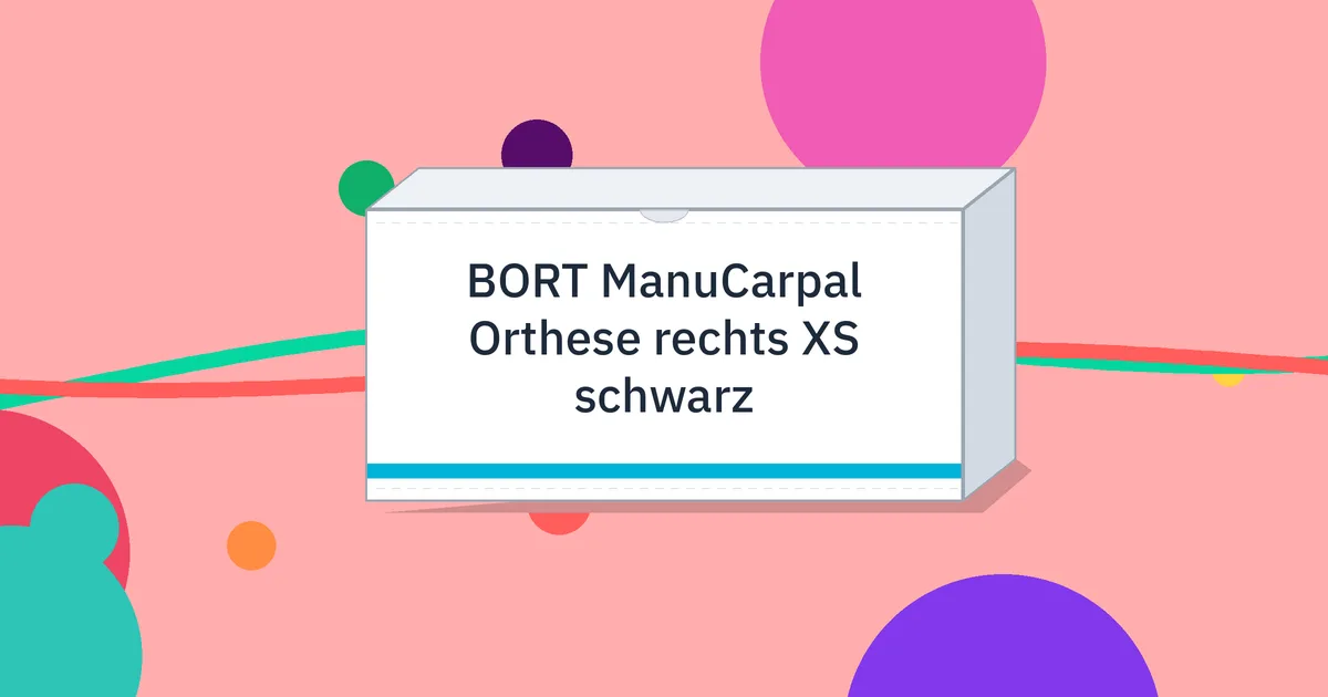 Symbolbild: Packung mit der Aufschrift BORT ManuCarpal Orthese rechts XS schwarz (PZN 06156447) – Verfügbarkeit und Bezug in Apotheken in Frankfurt am Main