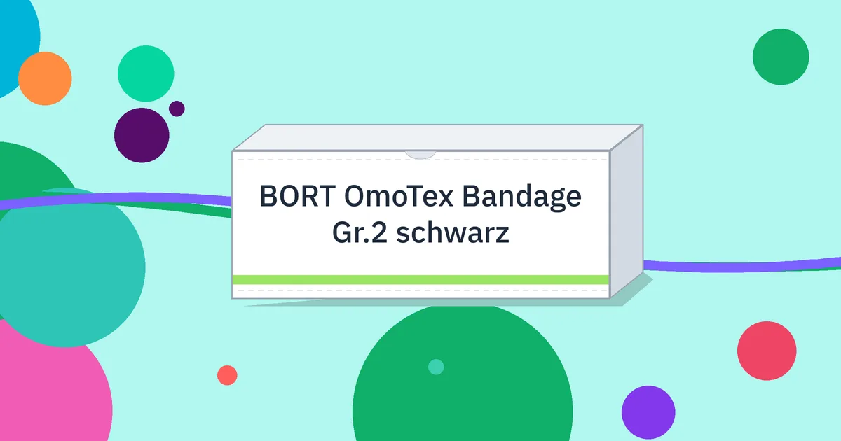 Symbolbild: Packung mit der Aufschrift BORT OmoTex Bandage Gr.2 schwarz (PZN 07669077) – Verfügbarkeit und Bezug in Apotheken in Frankfurt am Main