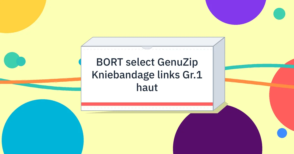 Symbolbild: Packung mit der Aufschrift BORT select GenuZip Kniebandage links Gr.1 haut (PZN 16843982) – Verfügbarkeit und Bezug in Apotheken in Frankfurt am Main
