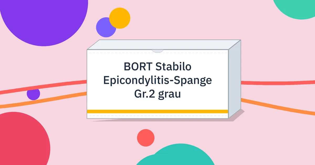 Symbolbild: Packung mit der Aufschrift BORT Stabilo Epicondylitis-Spange Gr.2 grau (PZN 20099549) – Verfügbarkeit und Bezug in Apotheken in Frankfurt am Main