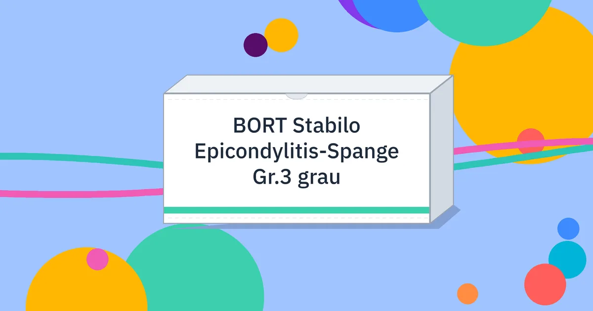 Symbolbild: Packung mit der Aufschrift BORT Stabilo Epicondylitis-Spange Gr.3 grau (PZN 05539933) – Verfügbarkeit und Bezug in Apotheken in Frankfurt am Main