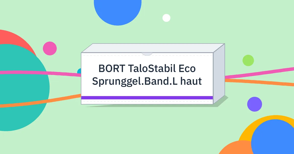 Symbolbild: Packung mit der Aufschrift BORT TaloStabil Eco Sprunggel.Band.L haut (PZN 05564291) – Verfügbarkeit und Bezug in Apotheken in Frankfurt am Main