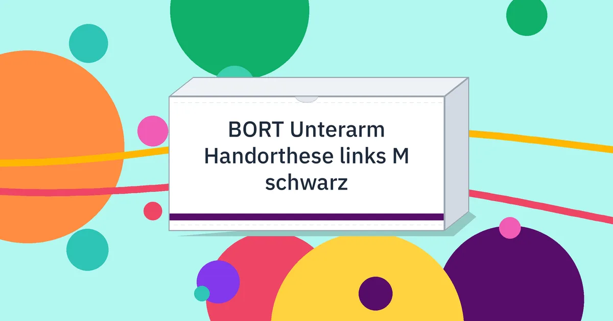 Symbolbild: Packung mit der Aufschrift BORT Unterarm Handorthese links M schwarz (PZN 07668959) – Verfügbarkeit und Bezug in Apotheken in Frankfurt am Main