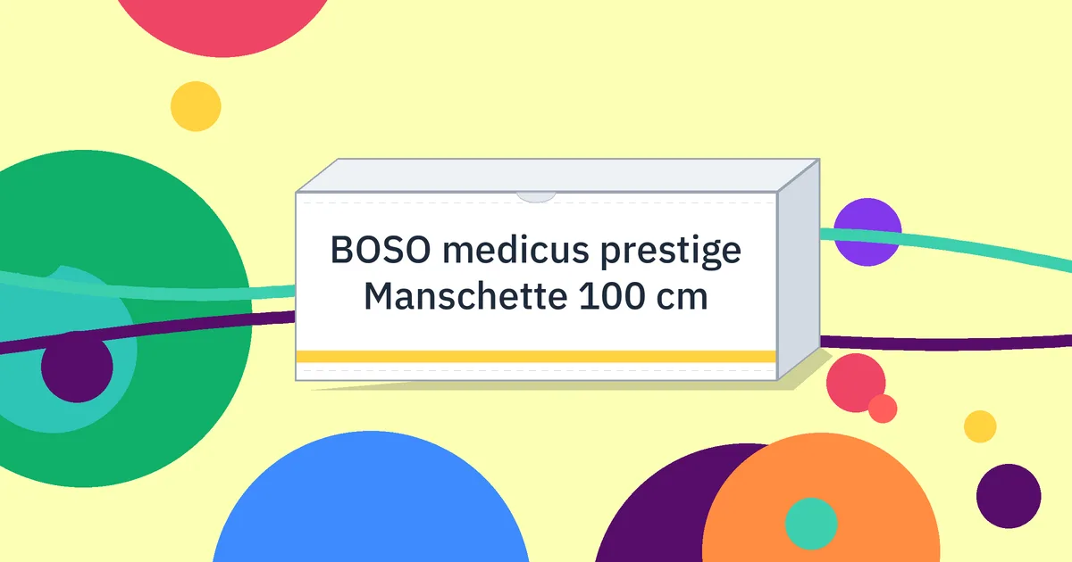 Symbolbild: Packung mit der Aufschrift BOSO medicus prestige Manschette 100 cm (PZN 00366072) – Verfügbarkeit und Bezug in Apotheken in Frankfurt am Main