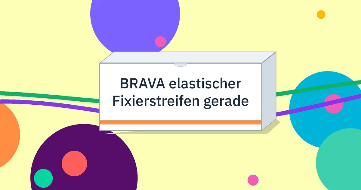 Symbolbild: Packung mit der Aufschrift BRAVA elastischer Fixierstreifen gerade (PZN 15564079) – Verfügbarkeit und Bezug in Apotheken in Frankfurt am Main