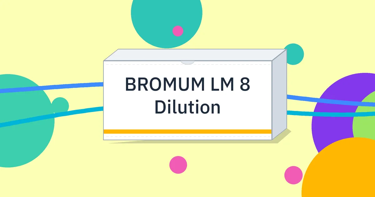 Symbolbild: Packung mit der Aufschrift BROMUM LM 8 Dilution (PZN 12796518) – Verfügbarkeit und Bezug in Apotheken in Frankfurt am Main