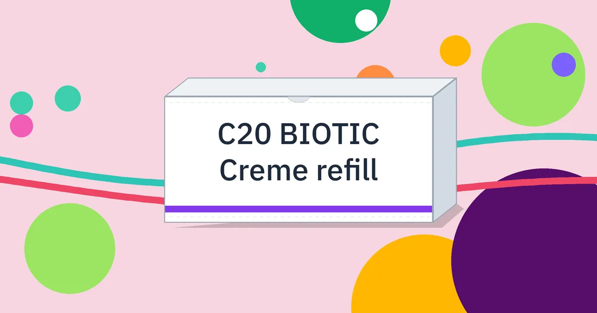 Symbolbild: Packung mit der Aufschrift C20 BIOTIC Creme refill (PZN 20787203) – Verfügbarkeit und Bezug in Apotheken in Frankfurt am Main