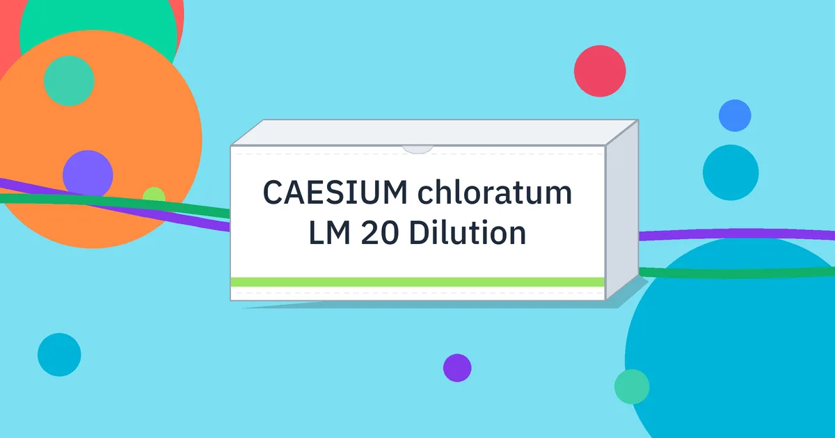 Symbolbild: Packung mit der Aufschrift CAESIUM chloratum LM 20 Dilution (PZN 12799215) – Verfügbarkeit und Bezug in Apotheken in Frankfurt am Main
