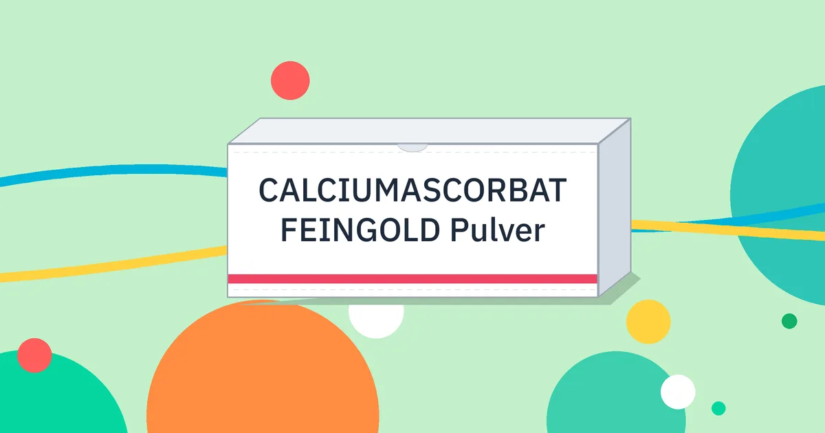 Symbolbild: Packung mit der Aufschrift CALCIUMASCORBAT FEINGOLD Pulver (PZN 04656507) – Verfügbarkeit und Bezug in Apotheken in Frankfurt am Main
