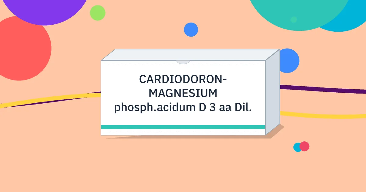Symbolbild: Packung mit der Aufschrift CARDIODORON-MAGNESIUM phosph.acidum D 3 aa Dil. (PZN 14305743) – Verfügbarkeit und Bezug in Apotheken in Frankfurt am Main