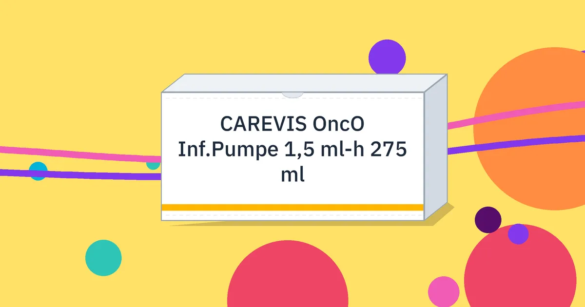 Symbolbild: Packung mit der Aufschrift CAREVIS OncO Inf.Pumpe 1,5 ml-h 275 ml (PZN 19117472) – Verfügbarkeit und Bezug in Apotheken in Frankfurt am Main