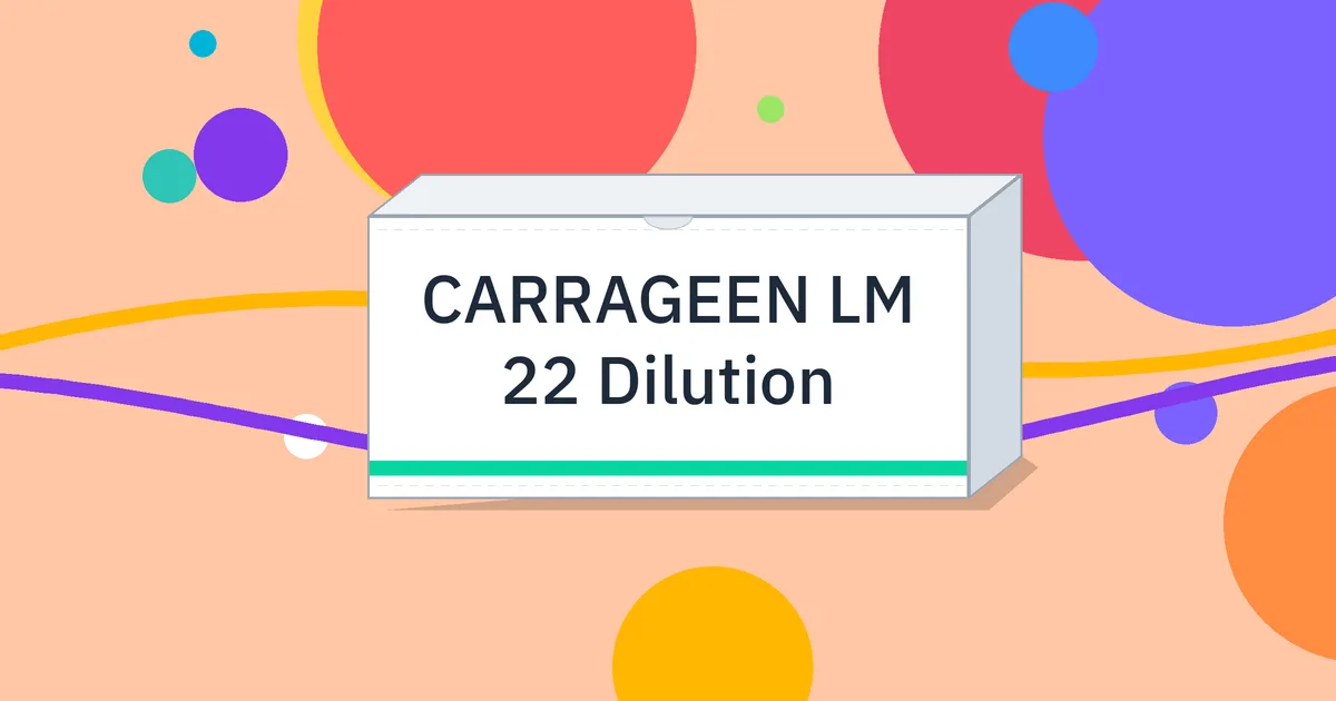 Symbolbild: Packung mit der Aufschrift CARRAGEEN LM 22 Dilution (PZN 13431121) – Verfügbarkeit und Bezug in Apotheken in Frankfurt am Main