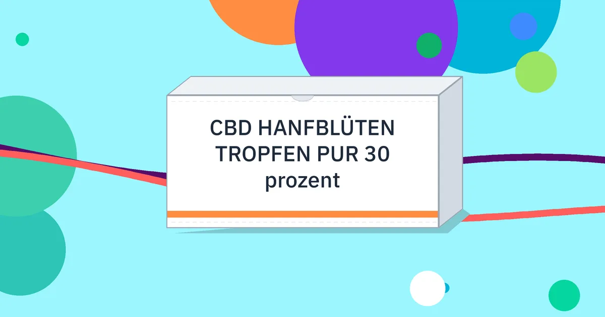 Symbolbild: Packung mit der Aufschrift CBD HANFBLÜTEN TROPFEN PUR 30 prozent (PZN 15436105) – Verfügbarkeit und Bezug in Apotheken in Frankfurt am Main