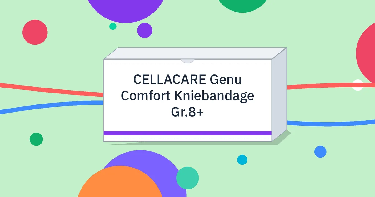 Symbolbild: Packung mit der Aufschrift CELLACARE Genu Comfort Kniebandage Gr.8+ (PZN 15253770) – Verfügbarkeit und Bezug in Apotheken in Frankfurt am Main