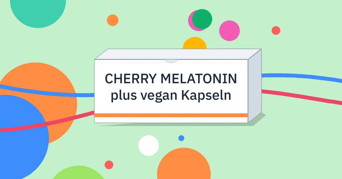 Symbolbild: Packung mit der Aufschrift CHERRY MELATONIN plus vegan Kapseln (PZN 17284415) – Verfügbarkeit und Bezug in Apotheken in Frankfurt am Main