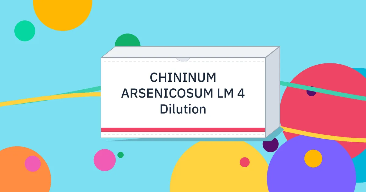 Symbolbild: Packung mit der Aufschrift CHININUM ARSENICOSUM LM 4 Dilution (PZN 12814624) – Verfügbarkeit und Bezug in Apotheken in Frankfurt am Main