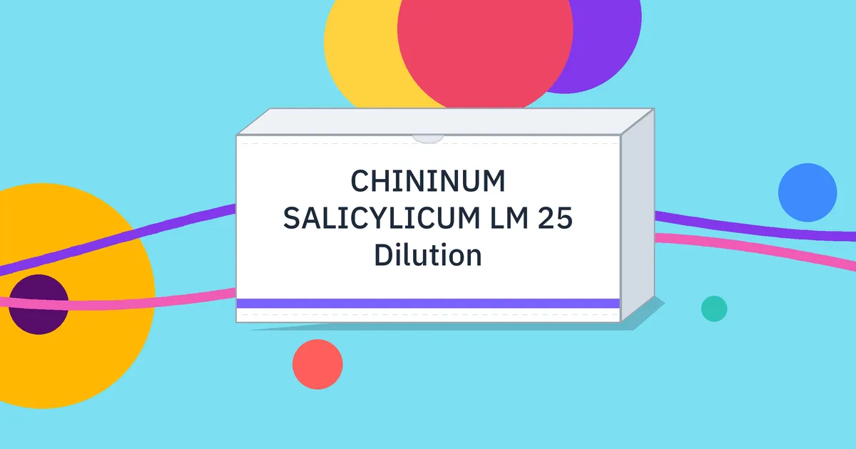 Symbolbild: Packung mit der Aufschrift CHININUM SALICYLICUM LM 25 Dilution (PZN 12815747) – Verfügbarkeit und Bezug in Apotheken in Frankfurt am Main