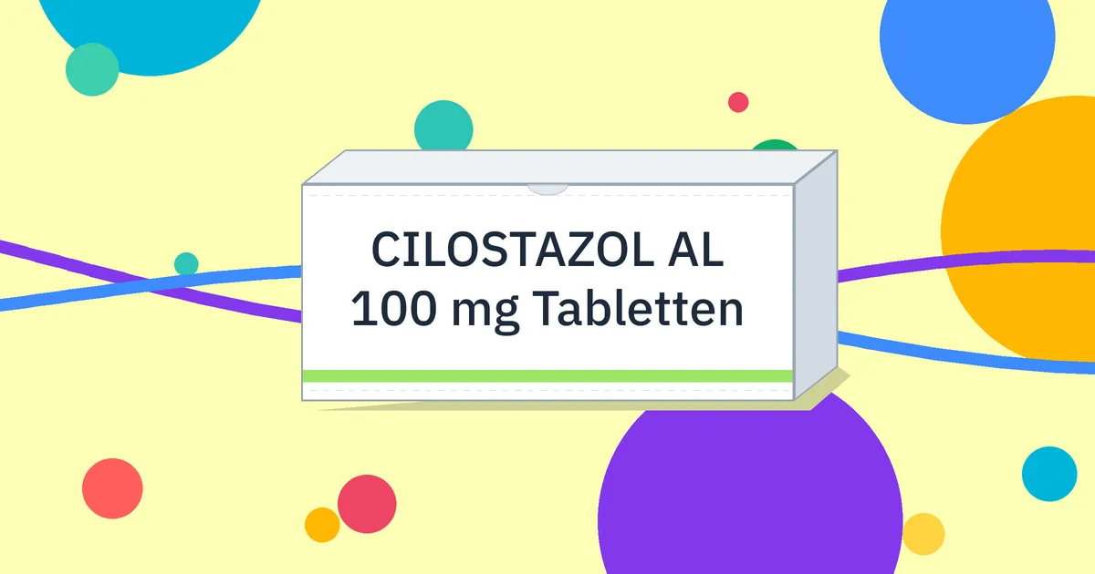 Symbolbild: Packung mit der Aufschrift CILOSTAZOL AL 100 mg Tabletten (PZN 10320705) – Verfügbarkeit und Bezug in Apotheken in Frankfurt am Main