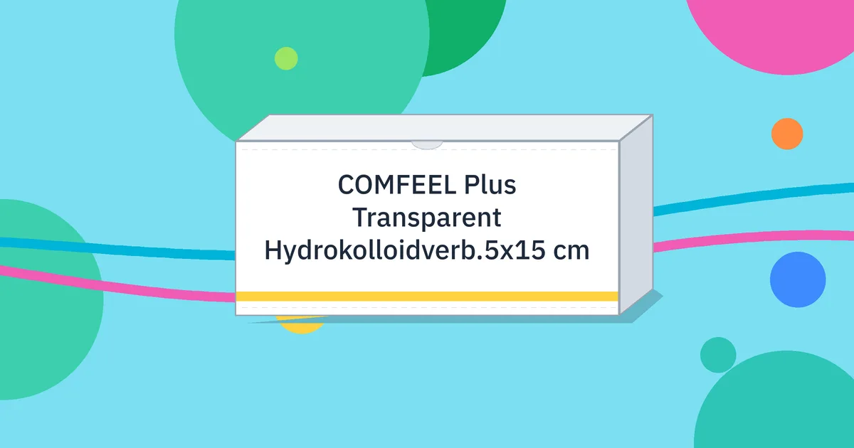 Symbolbild: Packung mit der Aufschrift COMFEEL Plus Transparent Hydrokolloidverb.5x15 cm (PZN 13343836) – Verfügbarkeit und Bezug in Apotheken in Frankfurt am Main