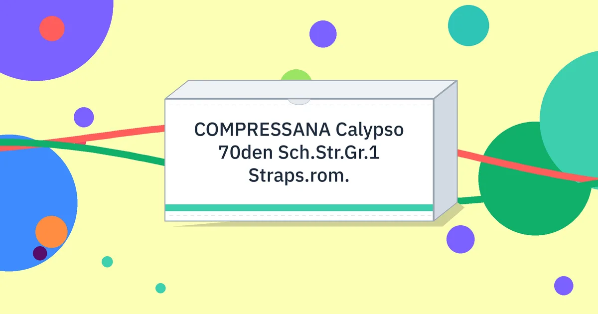 Symbolbild: Packung mit der Aufschrift COMPRESSANA Calypso 70den Sch.Str.Gr.1 Straps.rom. (PZN 01556449) – Verfügbarkeit und Bezug in Apotheken in Frankfurt am Main