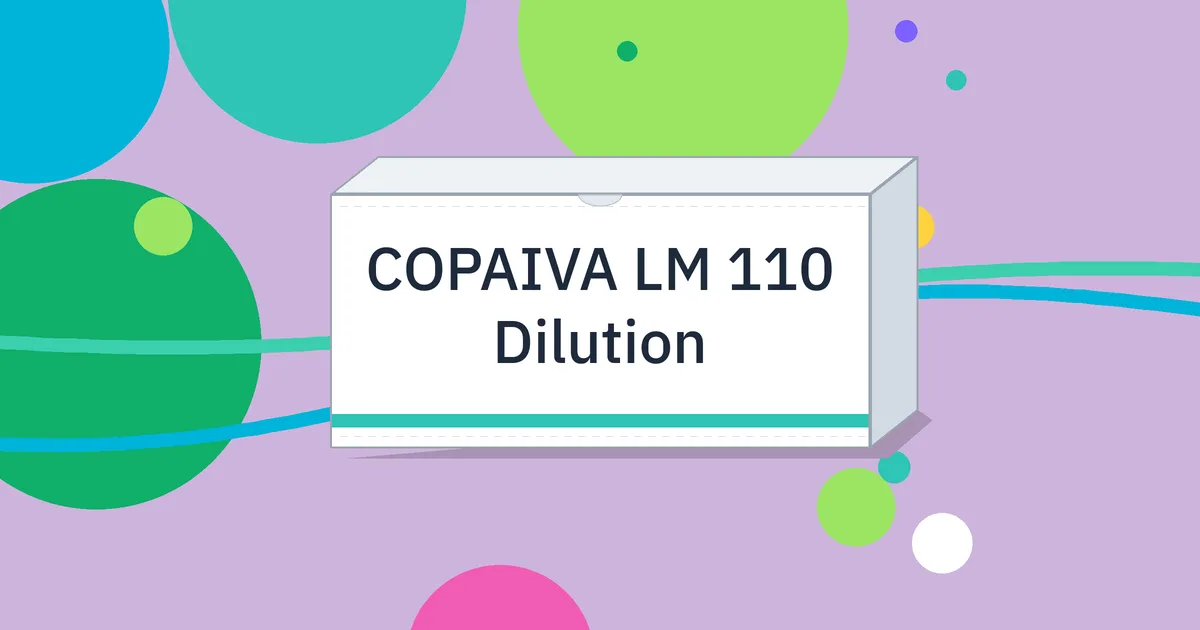 Symbolbild: Packung mit der Aufschrift COPAIVA LM 110 Dilution (PZN 13451371) – Verfügbarkeit und Bezug in Apotheken in Frankfurt am Main