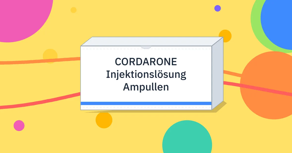 Symbolbild: Packung mit der Aufschrift CORDARONE Injektionslösung Ampullen (PZN 12801372) – Verfügbarkeit und Bezug in Apotheken in Frankfurt am Main