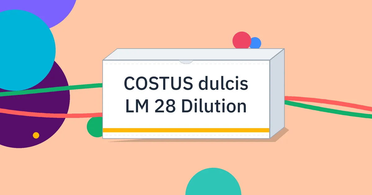 Symbolbild: Packung mit der Aufschrift COSTUS dulcis LM 28 Dilution (PZN 13455104) – Verfügbarkeit und Bezug in Apotheken in Frankfurt am Main