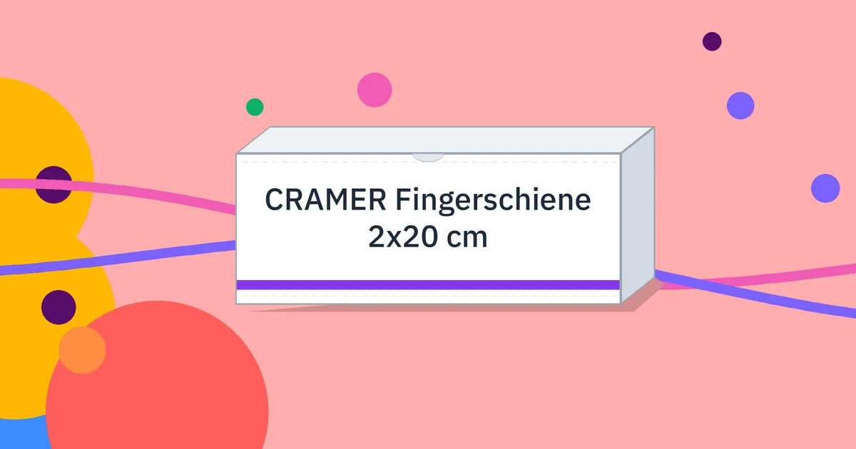 Symbolbild: Packung mit der Aufschrift CRAMER Fingerschiene 2x20 cm (PZN 07004857) – Verfügbarkeit und Bezug in Apotheken in Frankfurt am Main
