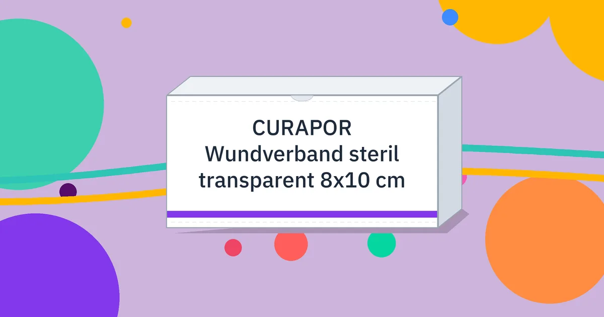 Symbolbild: Packung mit der Aufschrift CURAPOR Wundverband steril transparent 8x10 cm (PZN 16010549) – Verfügbarkeit und Bezug in Apotheken in Frankfurt am Main