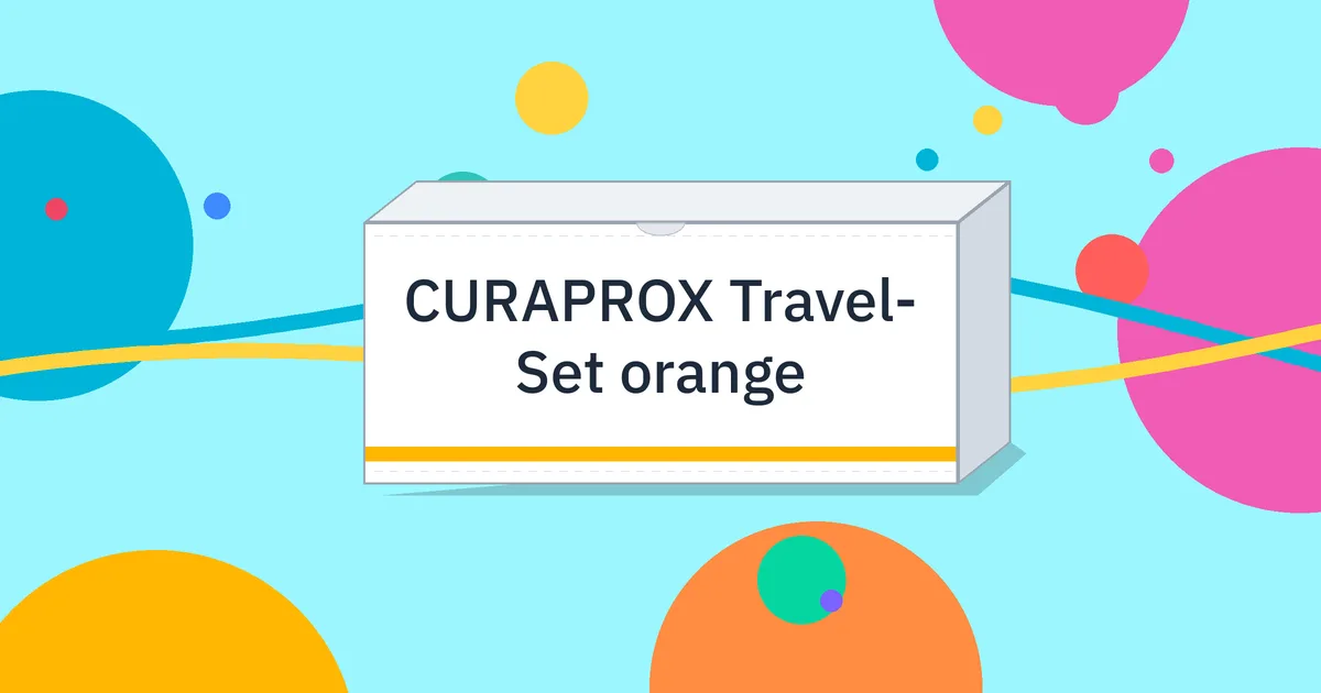 Symbolbild: Packung mit der Aufschrift CURAPROX Travel-Set orange (PZN 17907112) – Verfügbarkeit und Bezug in Apotheken in Frankfurt am Main