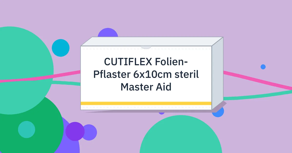 Symbolbild: Packung mit der Aufschrift CUTIFLEX Folien-Pflaster 6x10cm steril Master Aid (PZN 20111339) – Verfügbarkeit und Bezug in Apotheken in Frankfurt am Main