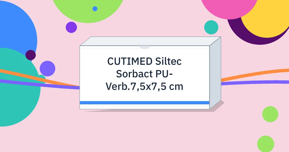Symbolbild: Packung mit der Aufschrift CUTIMED Siltec Sorbact PU-Verb.7,5x7,5 cm (PZN 16595691) – Verfügbarkeit und Bezug in Apotheken in Frankfurt am Main