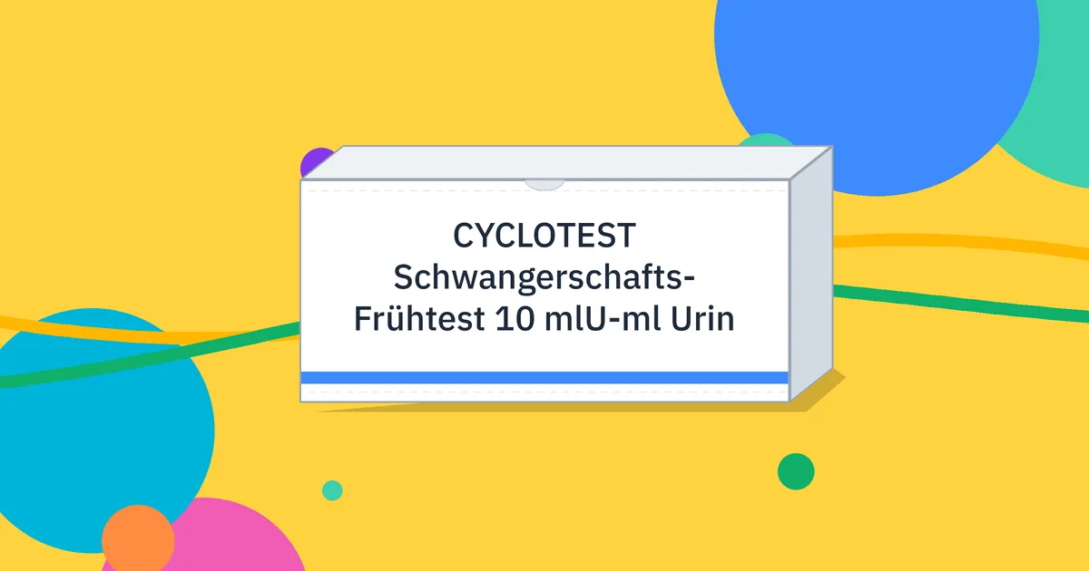 Symbolbild: Packung mit der Aufschrift CYCLOTEST Schwangerschafts-Frühtest 10 mlU-ml Urin (PZN 13513014) – Verfügbarkeit und Bezug in Apotheken in Frankfurt am Main